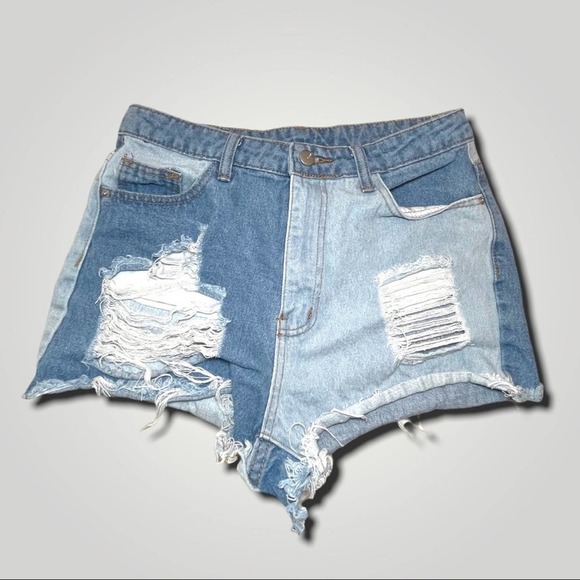 Shorts | Unbranded Distressed Two Tone High Rise Festival Denim Jean ...